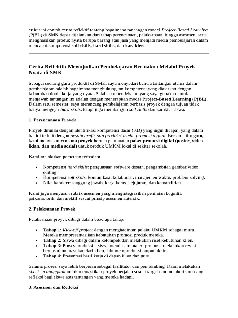 Erikut Ini Contoh Cerita Reflektif Tentang Bagaimana Rancangan Model ...