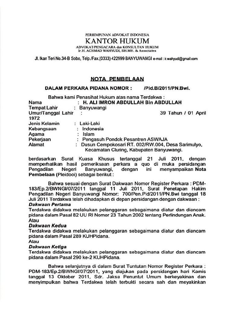 Nota Pembelaan | PDF