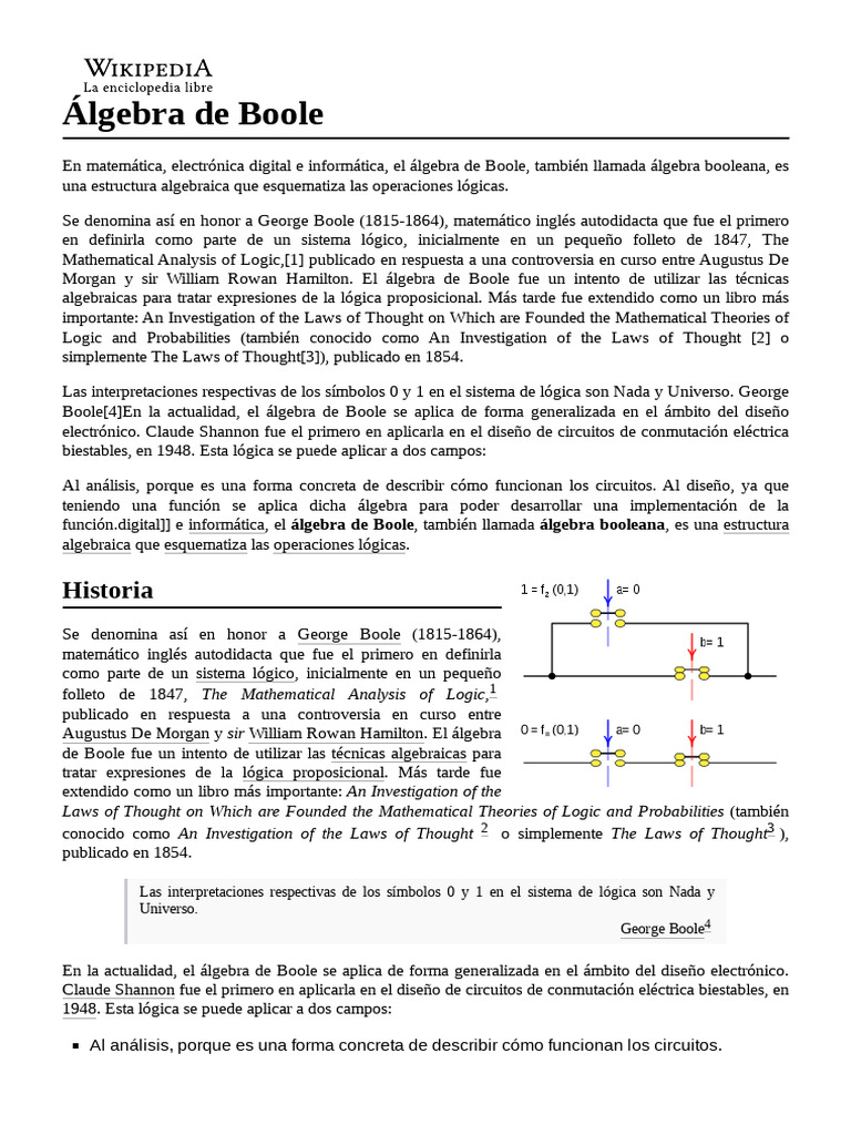 Algebra de Boole | PDF | Álgebra de Boole | Enseñanza de matemática