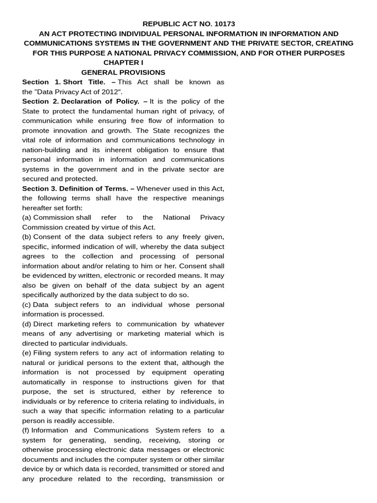 Data Privacy Act | PDF | Computer Security | Security