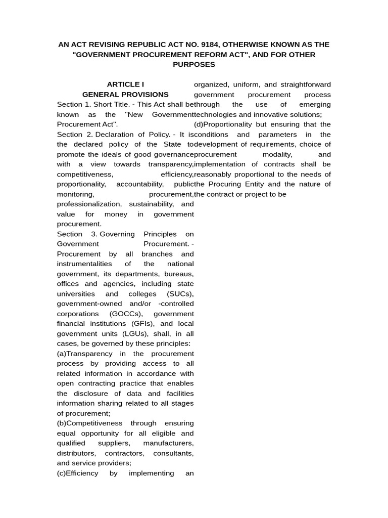 New Government Procurement Act | PDF | Specification (Technical ...