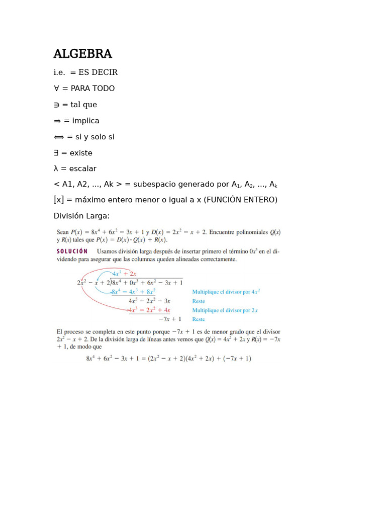 Símbolos y Conceptos de Álgebra | PDF