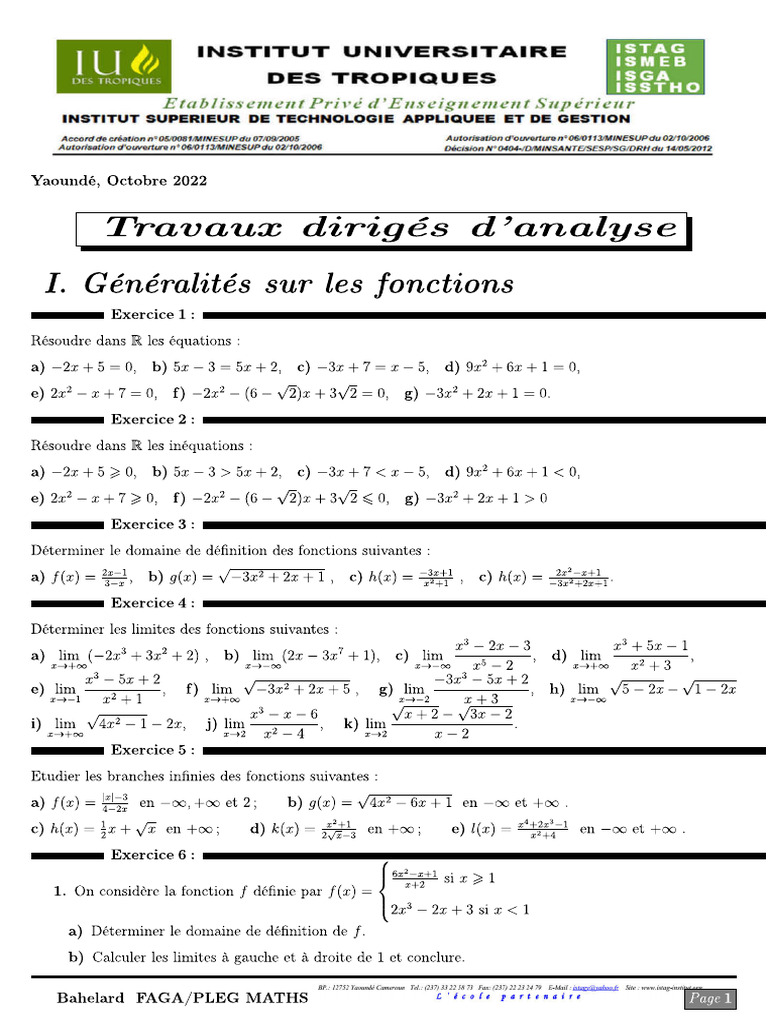 TD1 Maths Géné | PDF
