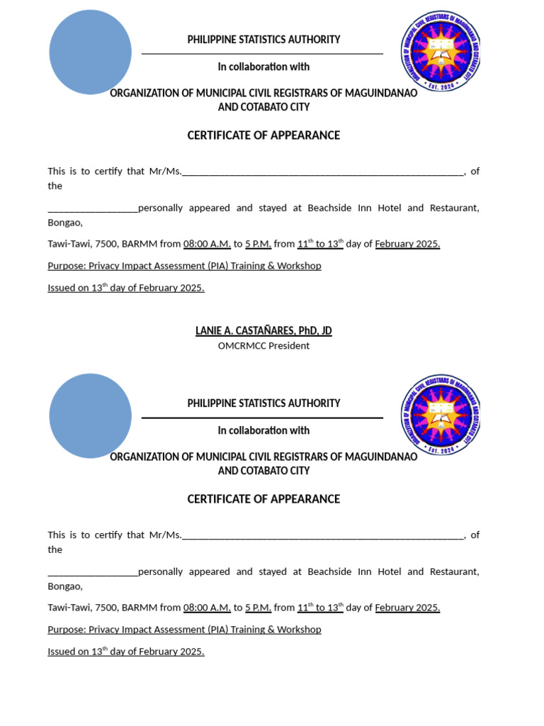 Certificate of Appearance | PDF