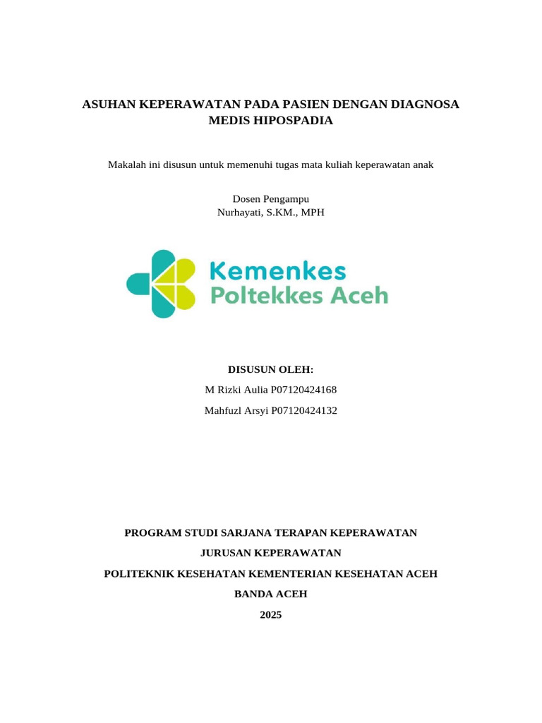 Diagnosa Medis Hipospadia M Rizki | PDF
