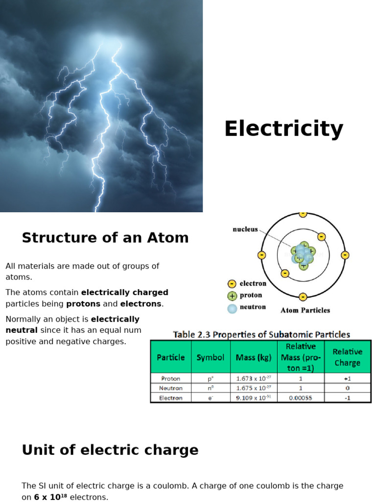 Electricity Notes | PDF | Electric Charge | Electricity