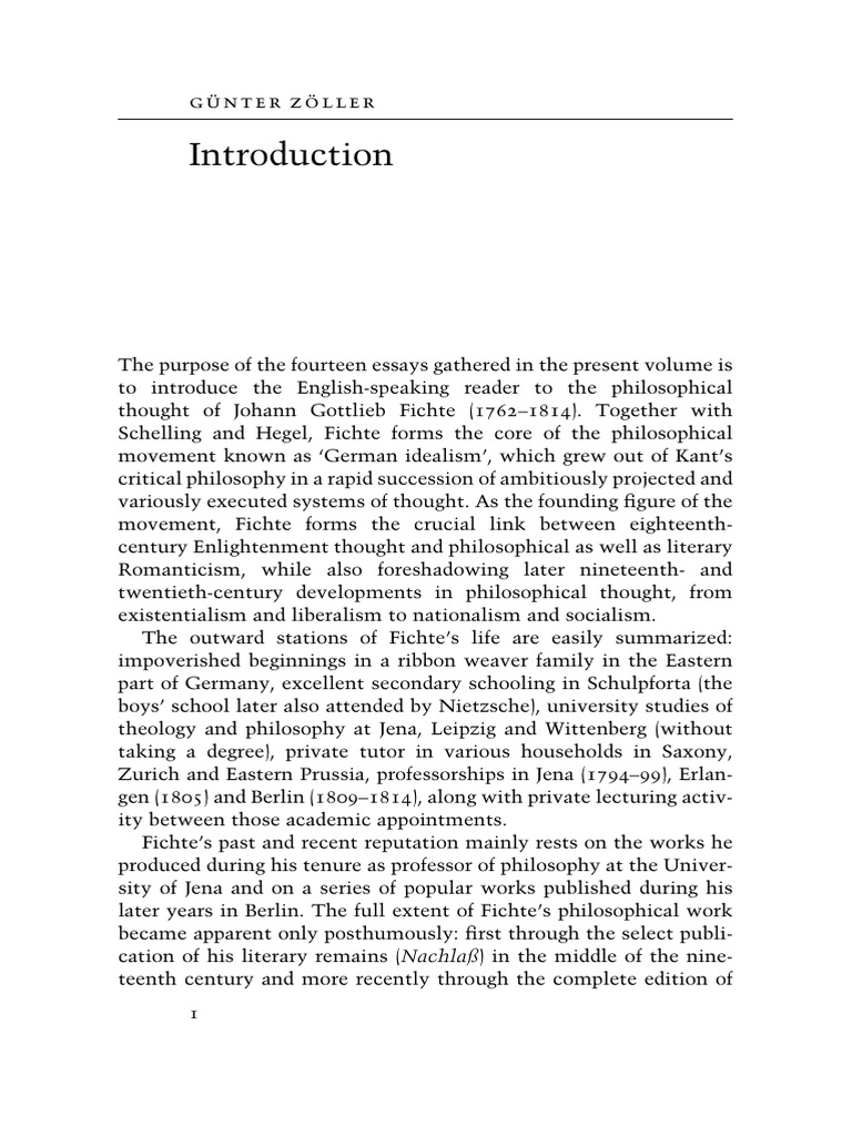 Exploring Fichte's Philosophy and Influence | PDF | Immanuel Kant ...