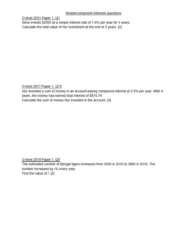 Simple and Compound Interest Problems | PDF | Interest | Discounting