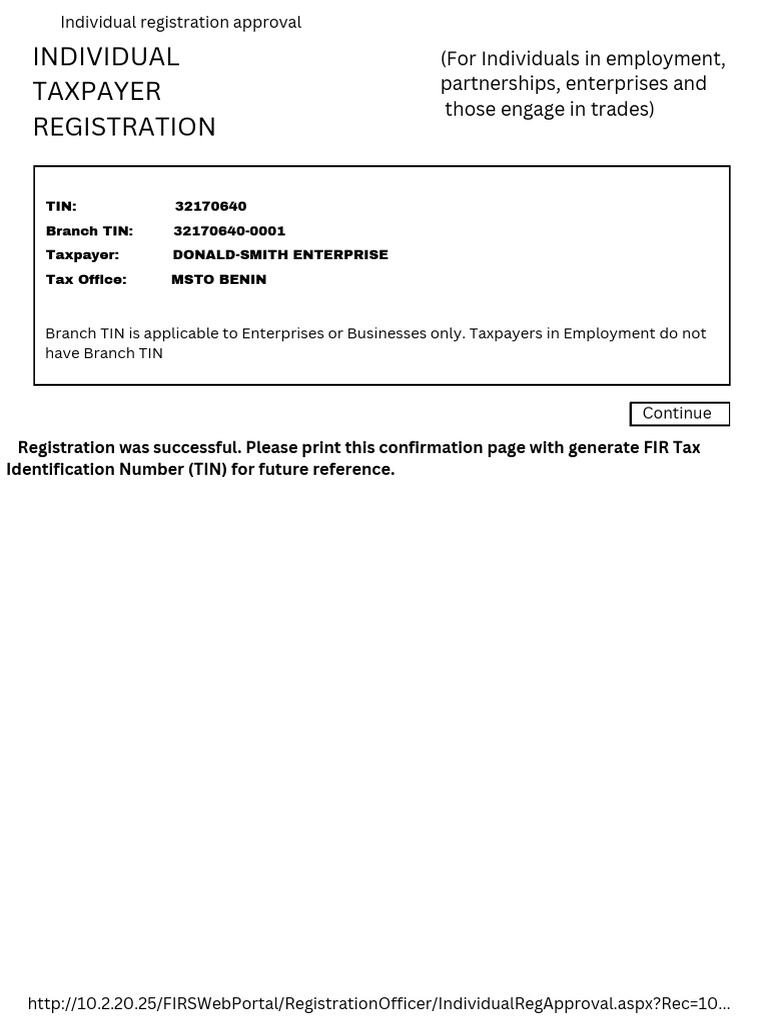Individual Taxpayer Registration 20241012 062908 0000 | PDF