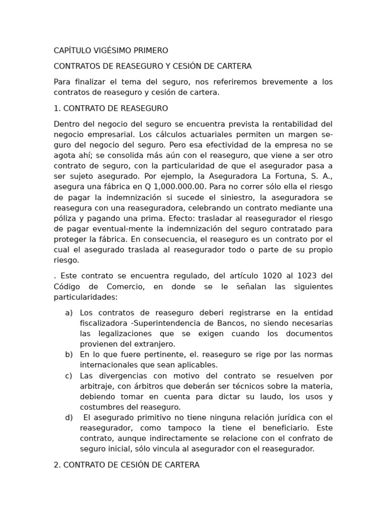 Capítulo Vigésimo Primero | PDF | Reaseguro | Seguro