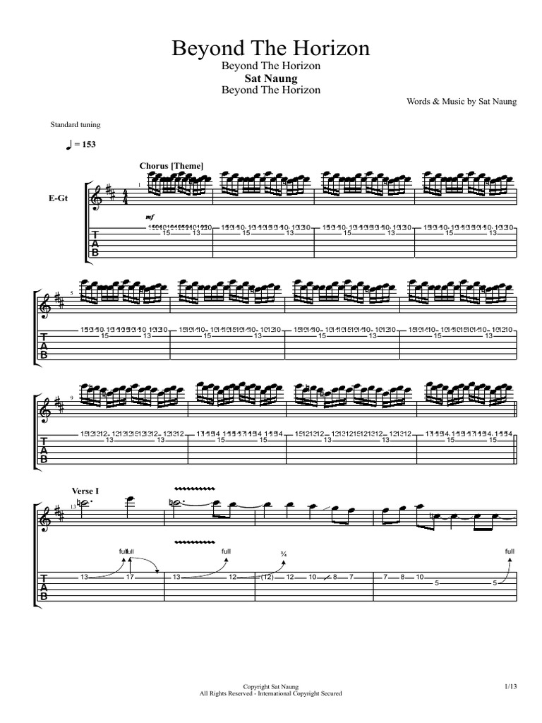 Sat Naung - Beyond The Horizon Guitar Tab (Tab+Staff) | PDF | Popular Music