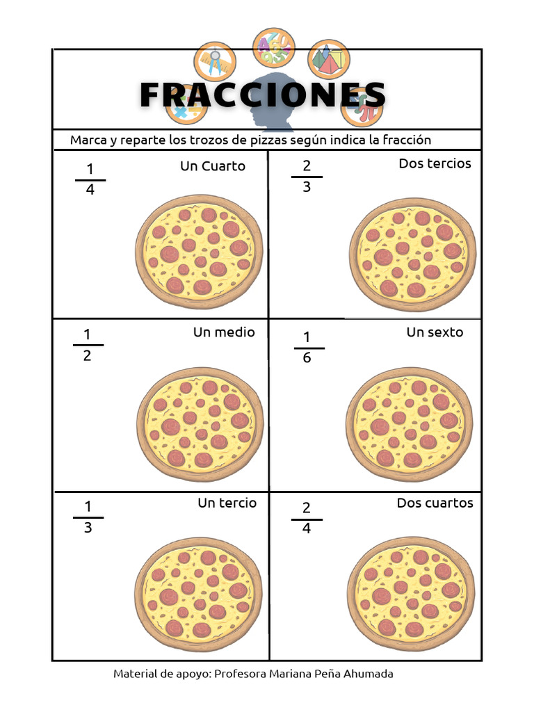 Yellow Simple Drawing and Shading Fractions Maths Worksheet Template ...
