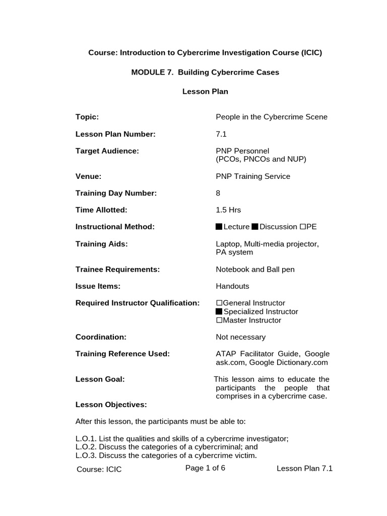 Cybercrime Investigation: Key Roles and Profiles | PDF | Cybercrime ...