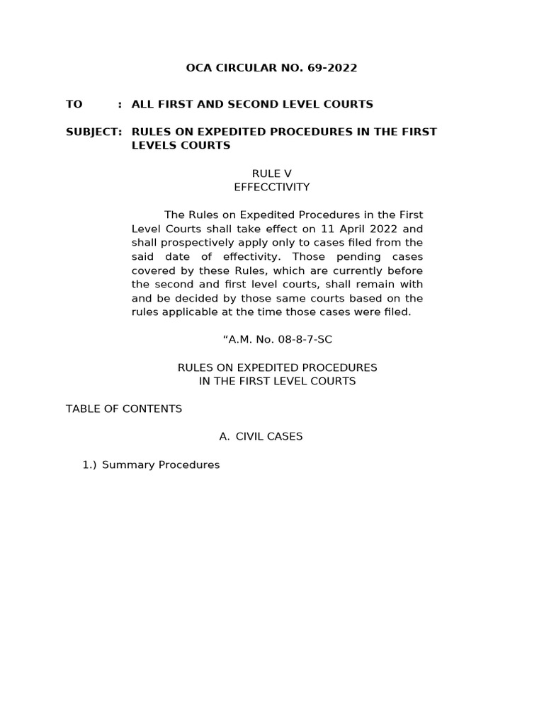 Oca Circular No 69-2022 | PDF