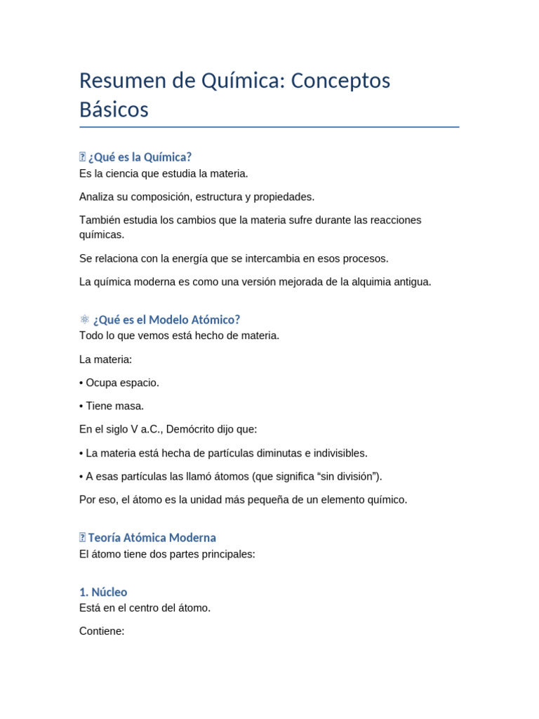Resumen Quimica Conceptos Basicos | PDF
