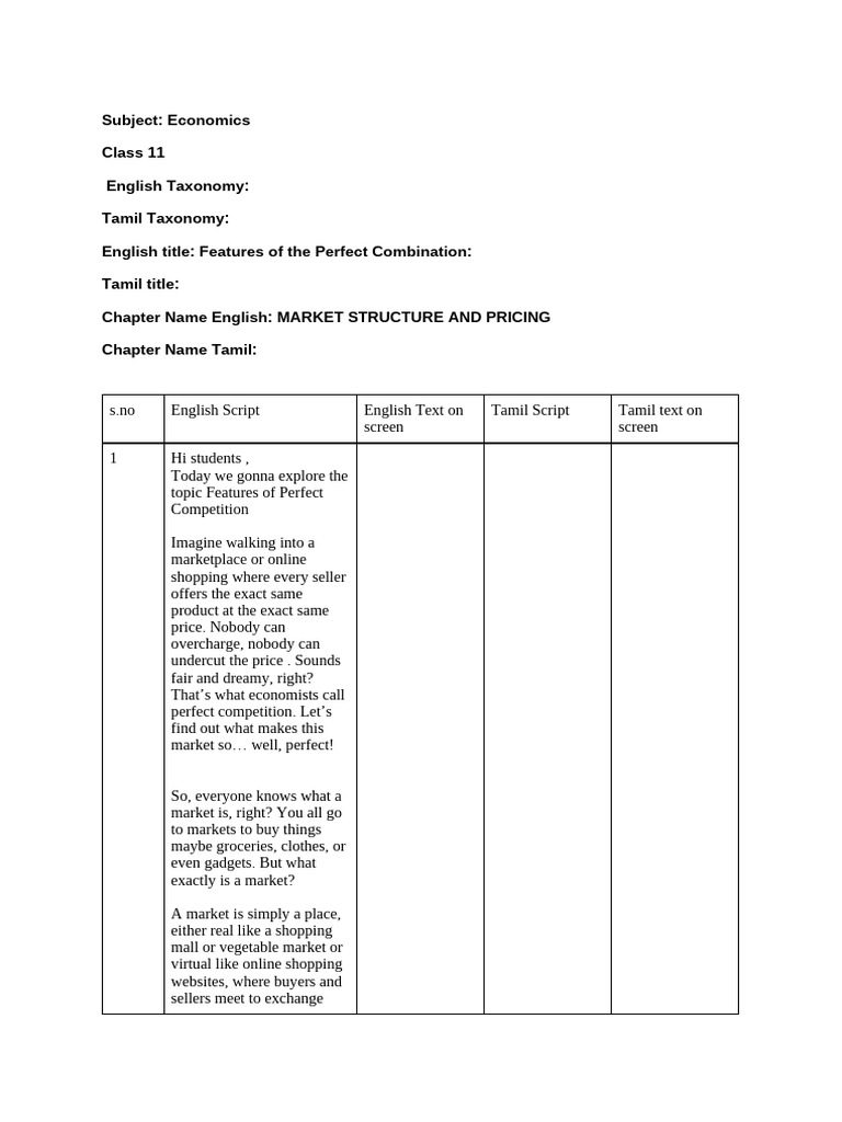 Features of Perfect Competition | PDF | Market (Economics) | Prices