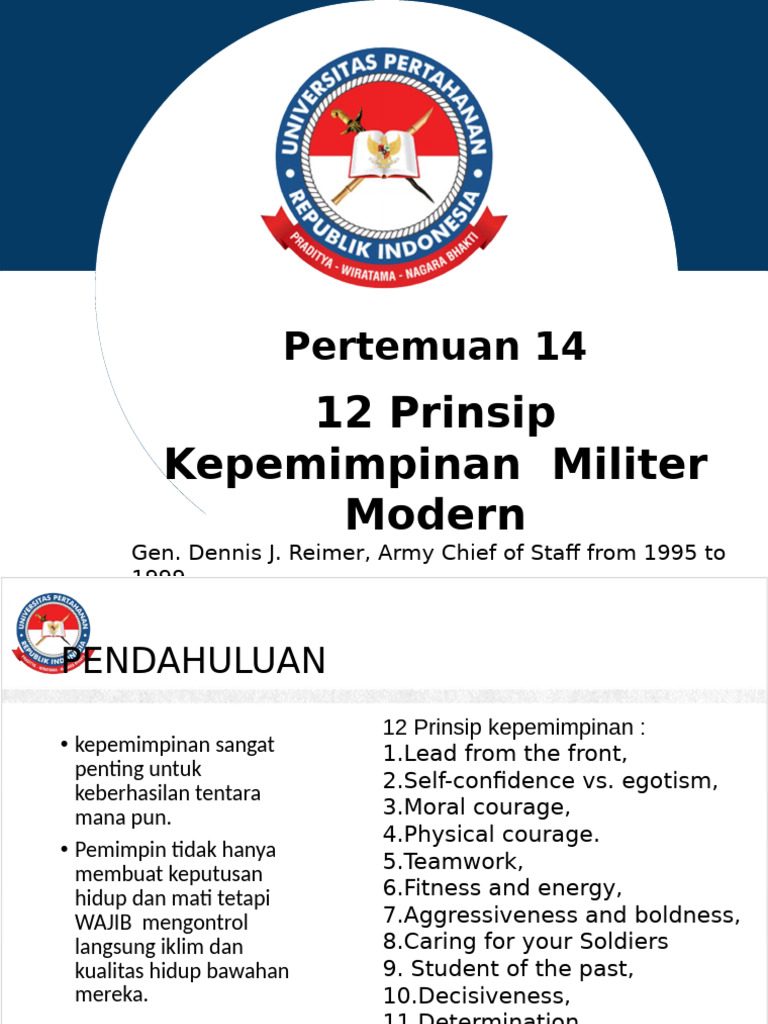 12 Prinsip Kepemimpinan Militer Modern | PDF