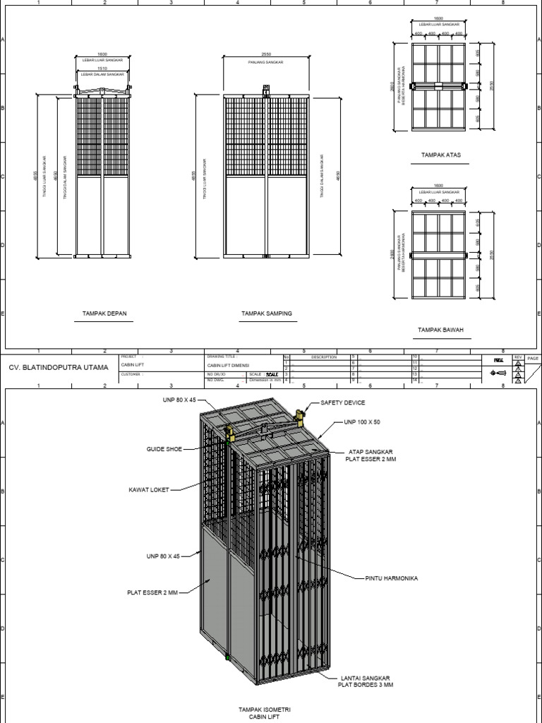 Dimensi dan Detail Cabin Lift | PDF