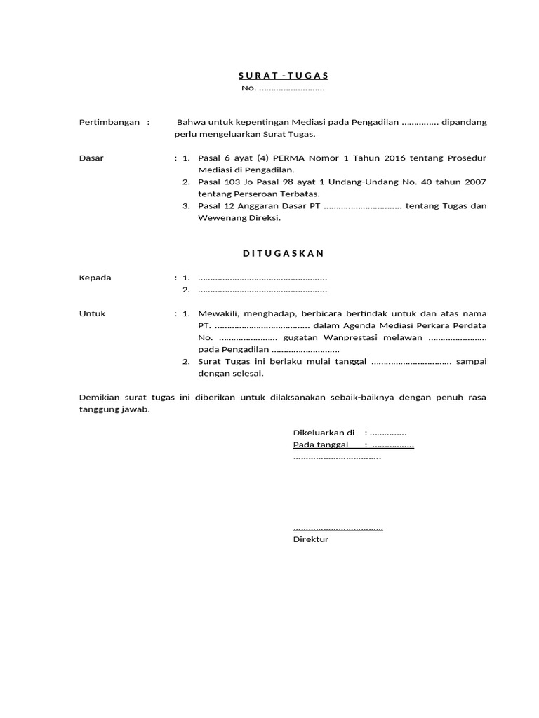 Surat Tugas Mediasi | PDF