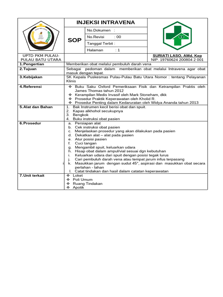 Sop Injeksi IV Ppbu | PDF
