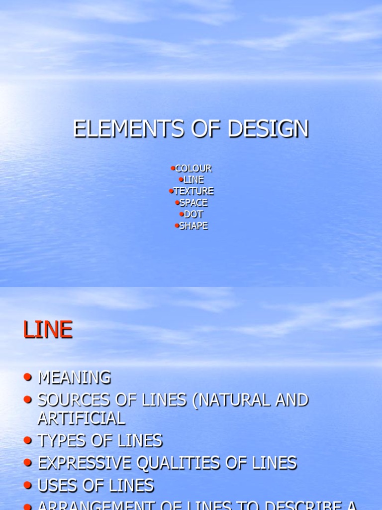 Elements of Design: Colour Line Texture Space DOT Shape | PDF | Poetry
