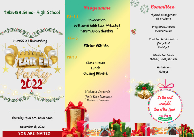 Talavera Senior High School Event Program | PDF