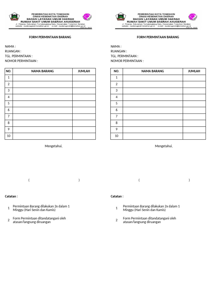 Format Form Permintaan Barang | PDF