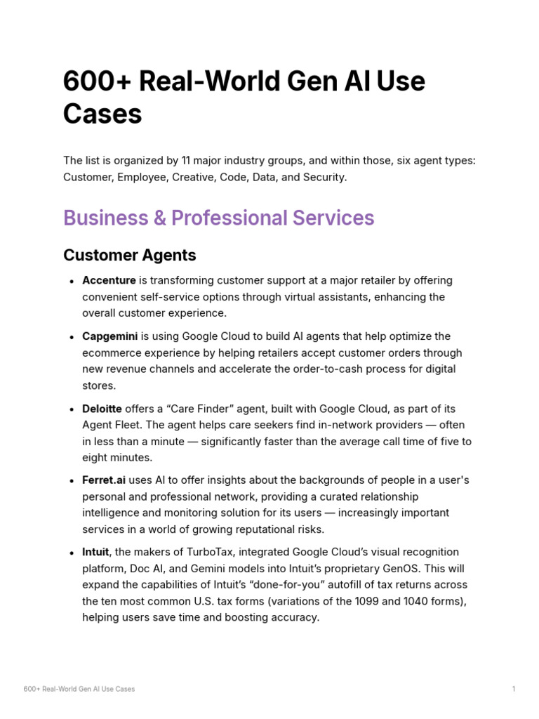 600+ AI Use Cases | PDF | Artificial Intelligence | Intelligence (AI) & Semantics