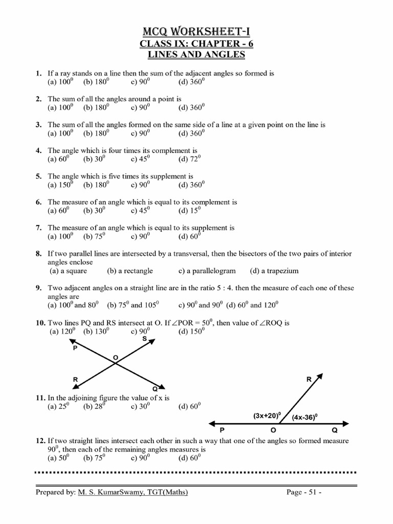 MCQS - Maths Class IX Question Bank - Doc Triangles | PDF