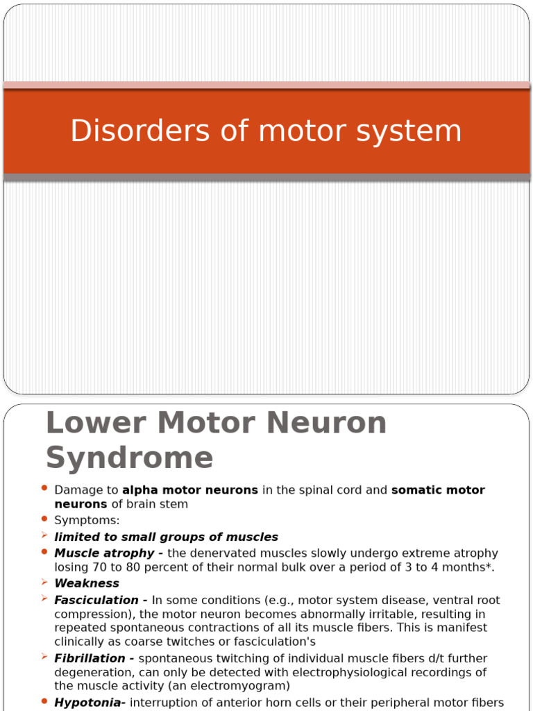 Disorders of Motor System | PDF | Motor Neuron | Spinal Cord