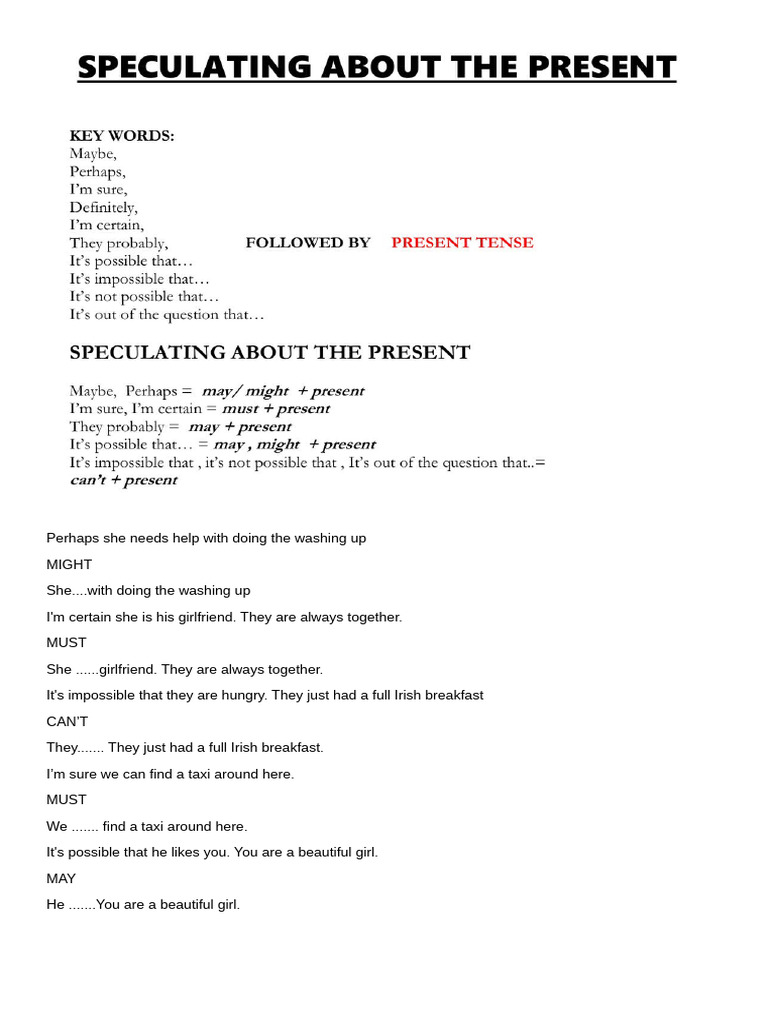 Speculation and Past and Present Perfect Rewriting | PDF