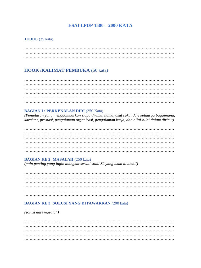 Esai LPDP: Rencana Studi dan Kontribusi | PDF