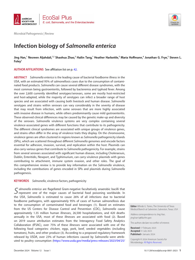 Infection Biology of Salmonella Enterica | PDF | Salmonella | Bacteria