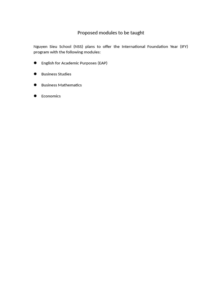 1a - Proposed Modules NSS | PDF