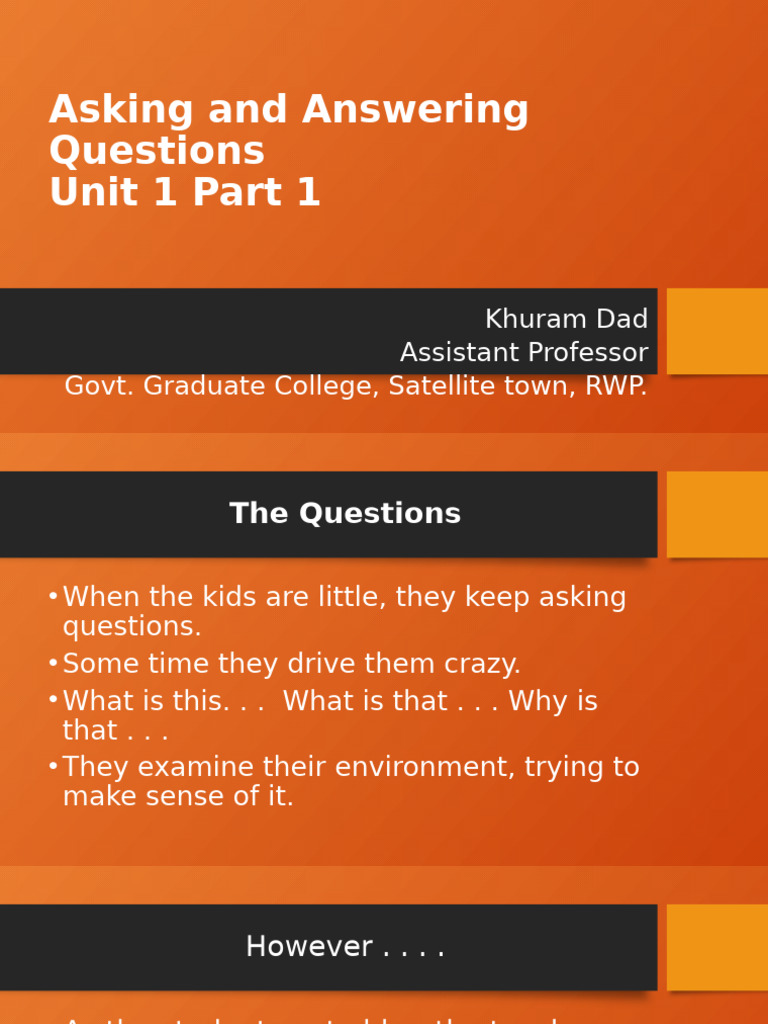 1.1 Asking and Answering Questions | PDF | Question | Language Mechanics