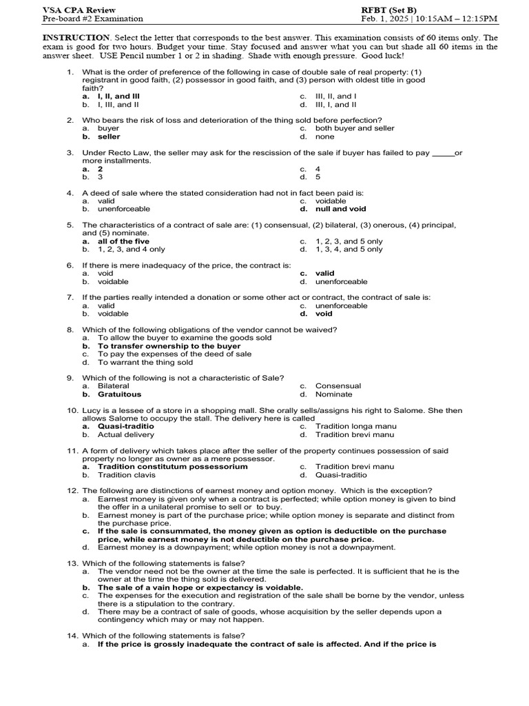 PB2 RFBT Answer Key | PDF | Mortgage Law | Liquidation