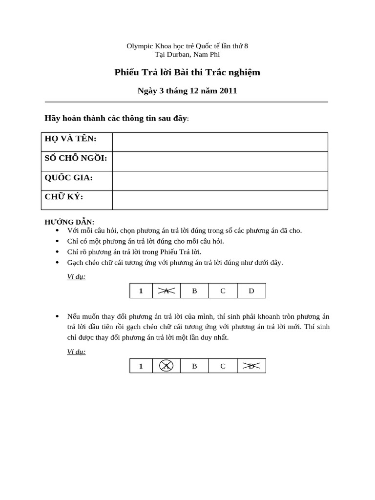 MCQ Answer Sheet | PDF