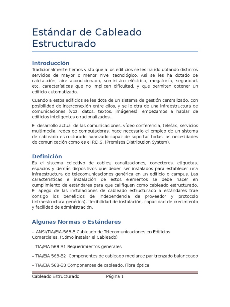 Estándar de Cableado Estructurado | Descargar gratis PDF | Informática ...