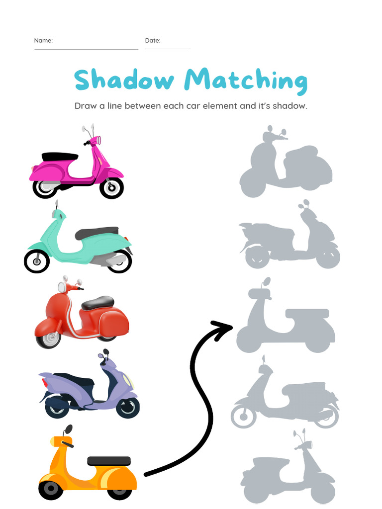 Car Element Shadow Matching Activity | PDF