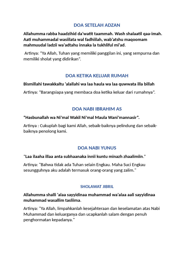 Doa Setelah Adzan dan Artinya | PDF