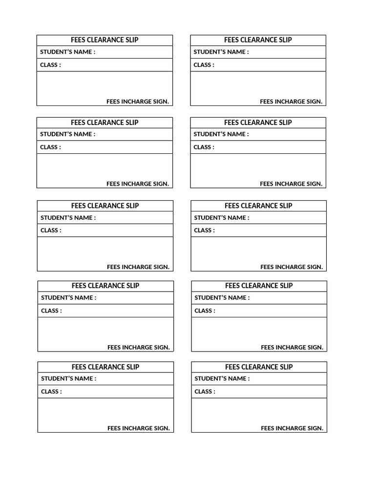 Fee Clearance Slip | PDF
