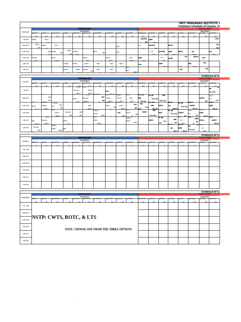 Freshmen Sched 1ST Tri 2025 2026 - 051658 | PDF