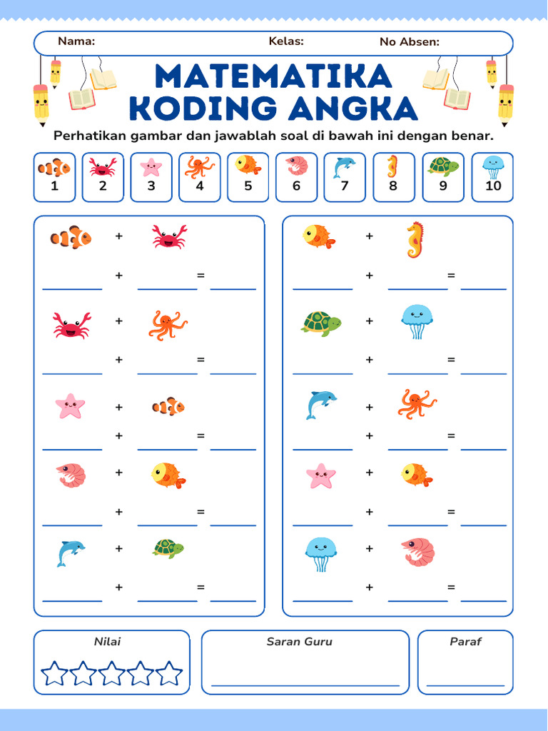 Lembar Kerja Koding Matematika Anak | PDF