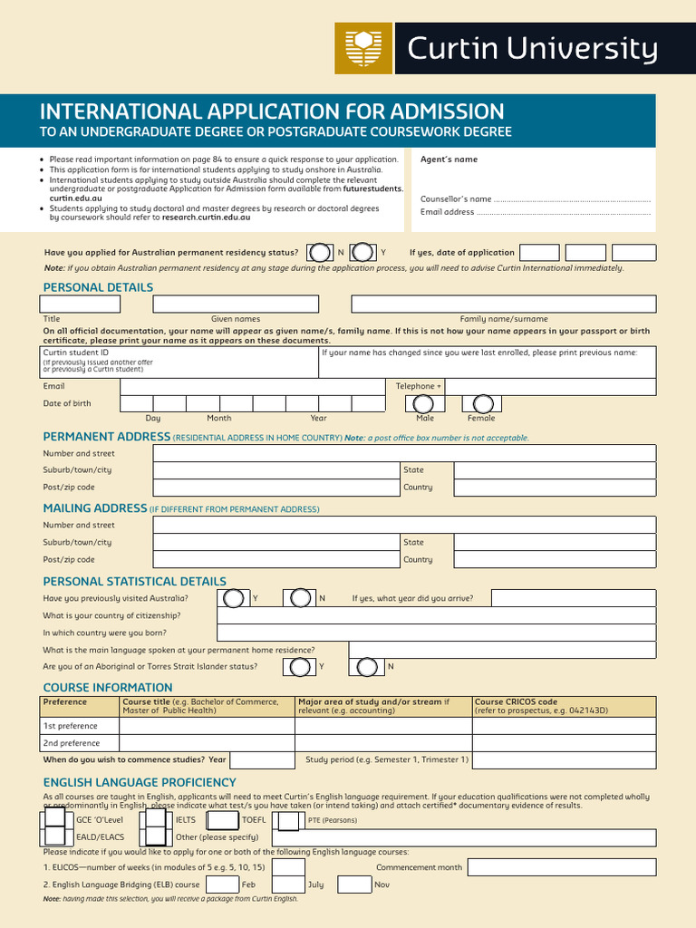 CU International Application Form | PDF | Postgraduate Education