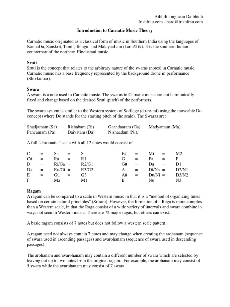 Introduction to Carnatic Music Theory | PDF | Musical Compositions ...