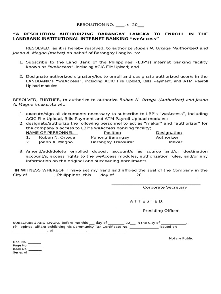 AMENDED SAMPLE BOARD RESOLUTION (1) (1) | PDF