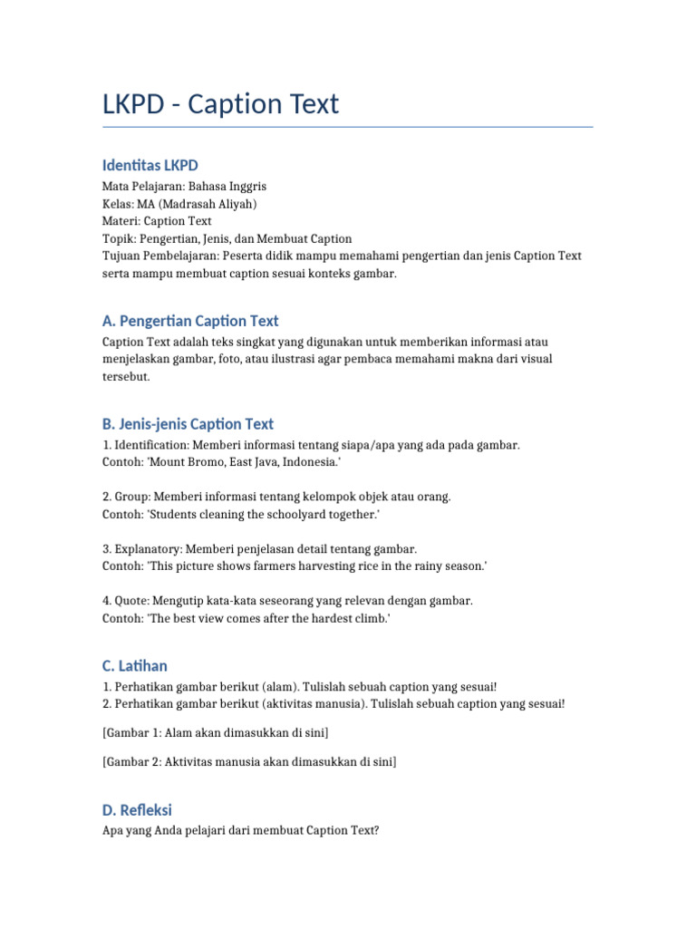 LKPD Caption Text | PDF