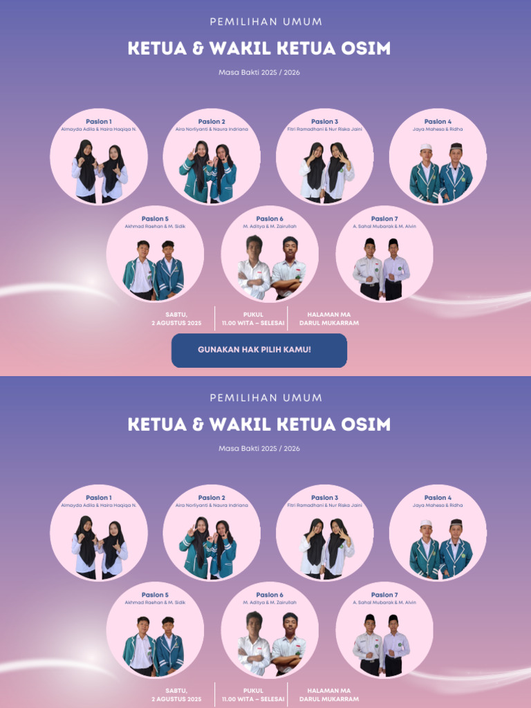 Banner Sekolah Pemilihan Ketua OSIS Ilustratif Ungu Muda Pink ...