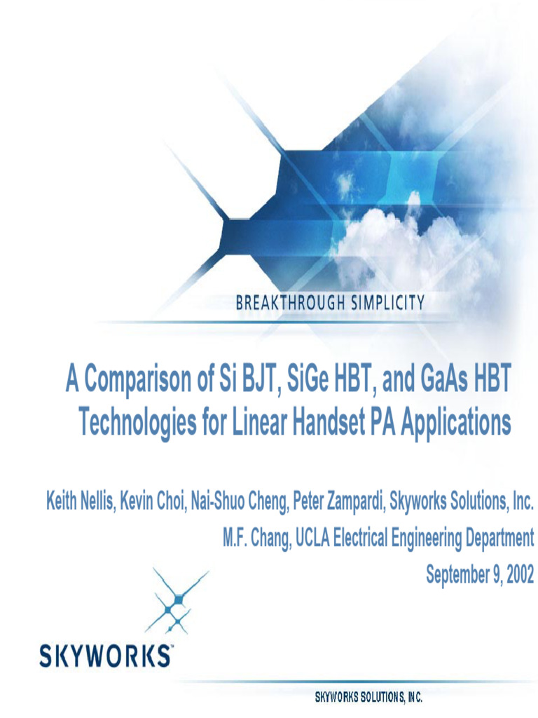Si BJT vs SiGe HBT vs GaAs HBT for PAs | PDF | Gallium Arsenide ...