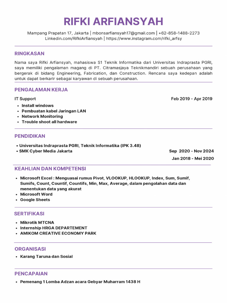 Rifki Arfiansyah CV | PDF